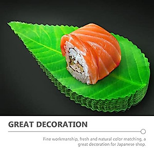UPKOCH 200pcs Artificial Leaves Faux Tropical Leaves Sushi Grass Divider Bento Box Food Divider Decoration Sushi Baran for Hawaiian Luau Jungle Beach Party Kitchen Table Runner Centerpiece Place Mat