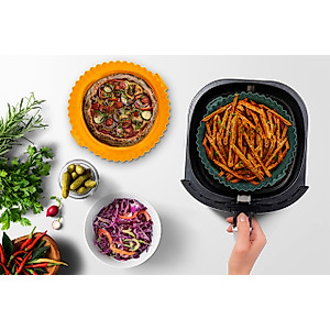2-Pack Air Fryer Silicone Liners - Premium 8 Inch Air Fryer Liner - Reusable Air Fryer Liners - Food Grade Airfryer Liners Oven Accessories - Air Fryer Basket Oven Liners Fits 3.6 to 6 QT Air Fryer
