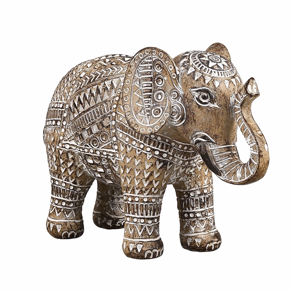 TERESA'S COLLECTIONS Boho Elephant Decor, Elephant Statues Brings Good Luck for Home Decor, Elephant Figurines Resin for Bookshelf, Living Room, Centerpiece Home Decorations Gifts for Mom, 6.3"