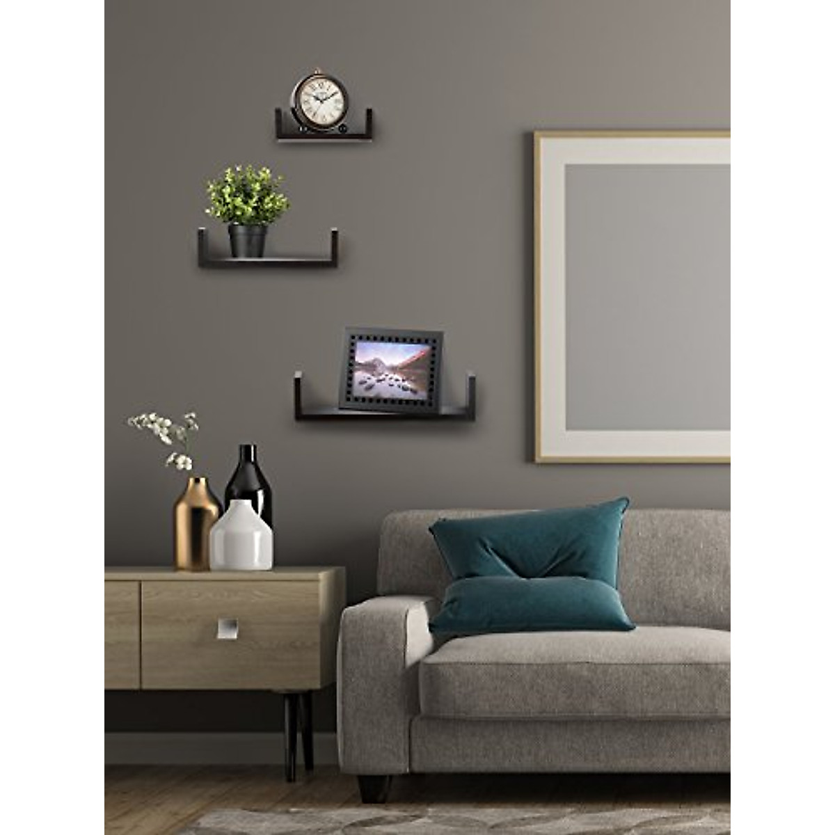 Sagler Floating Shelves Set of 3 Wall Shelves - Espresso Finish Wooden Shelves