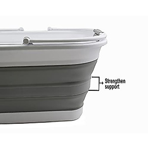 SAMMART 29L(7.6 gallon) Collapsible Tub with Handle-Portable Outdoor Picnic Basket-Space Saving Storage Container,Water capacity 24L(6.3 gallon) (1, White/Grey)