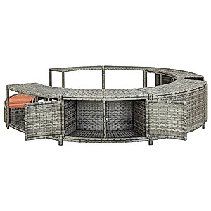 vidaXL Spa Surround Home Garden Outdoor Patio Lawn Yard Pool Spa Accessory Backyard Swimming Relax Hot Tub Surround Gray Poly Rattan