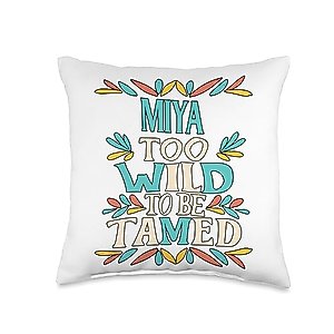Wildflower Gift For Women Gift For MIYA Cute Retro Girls Wildflower Miya Name Throw Pillow, 16x16, Multicolor