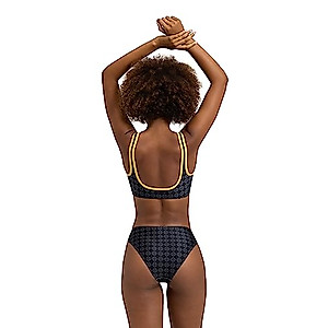 Arena Women's Standard 50th Anniversary Bralette Bikini, Black/Multi Gold