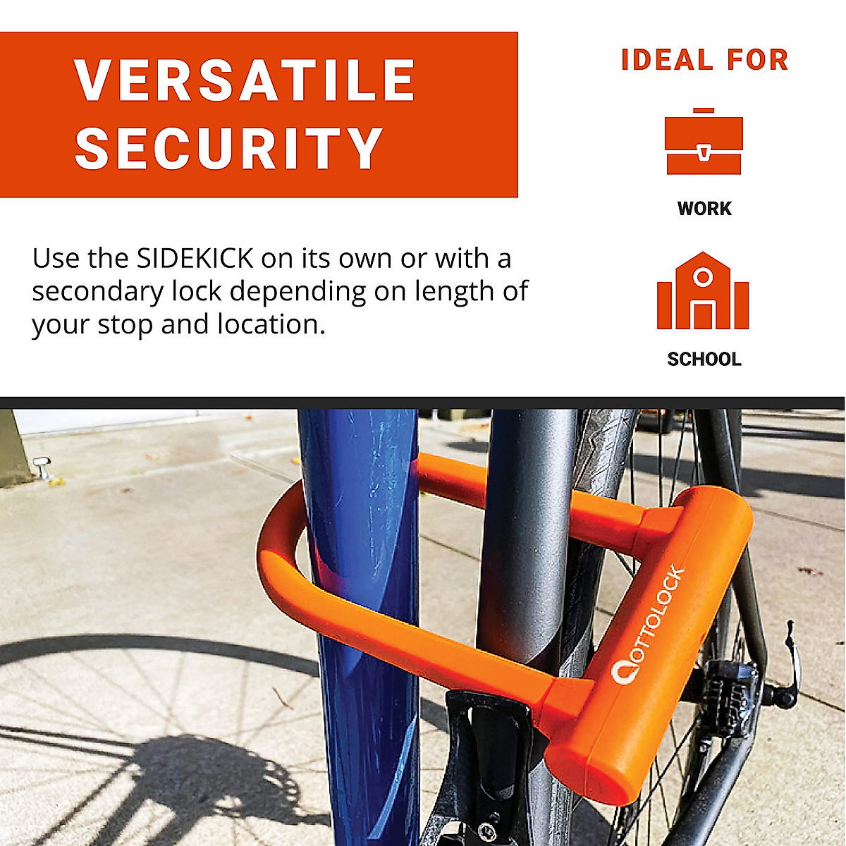 OTTOLOCK Sidekick Compact U-Lock | Lightweight Silicone-Coated Bike Lock (Black)