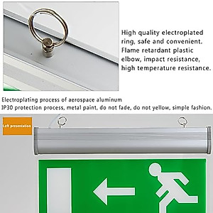 Safety Evacuation Indicator ， Emergency Exit Sign,with Hanging Rings and Build in 800mAh Battery Backup, 14.2'' X 7.9'', Left/Right Legends Optional, for Hotel, Office, Supermarket, Hospital(Left)