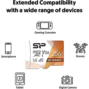 Silicon Power 2-Pack 256GB Micro SD Card U3 Nintendo-Switch Compatible, SDXC microsdxc High Speed MicroSD Memory Card with Adapter