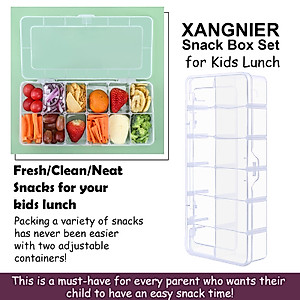 XANGNIER Snack Box Container for Kids Lunch Accessories,Divided Snackle Box Charcuterie Container,12 Compartments Reusable Food Storage Containers for School, Travel,Work,Bento Box Accessories,1 Pack