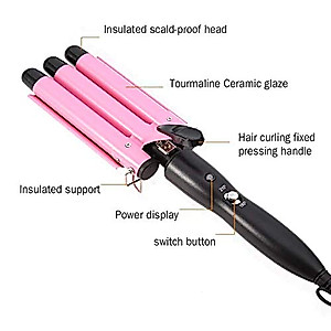 Hair Curling Iron 1 inch 3 Barrel Hair Crimper Ceramic Two Gear Temperature Control Hair Waving Styling Tools