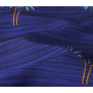 ELETOP Men's Hawaiian Shirt Quick Dry Tropical Aloha Shirts Beach Holiday Casual Shirts Blue F091 M