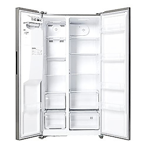 NUTRIFROST Side-by-Side Refrigerators with Ice Makers, 18.1 Cubic Feet No Frost Freestanding Freezer Fridge, 2 Door Full Size Refrigerator for Kitchen/Office/Commercial, Stainless Steel Grey