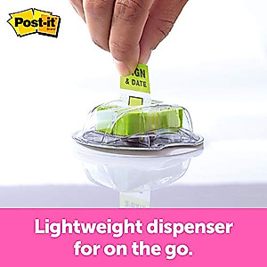 Post-it "Sign and Date" Flags, 200/Desk Grip Dispenser, 1 Dispenser/Pack, 1 in Wide, Bright Green (680-HVSD)