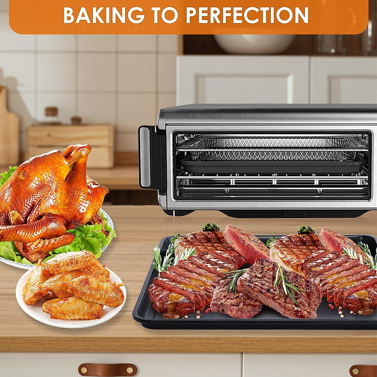 FBORHAFY 13" × 13" Nonstick Baking Sheet, Replacement Baking Pan for Ninja SP100, SP101, SP1001C, SP201 Foodi Air Fry Oven, Baking Tray for Ninja Foodi 8-in-1 Air Fry Oven