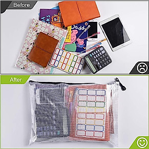 12 Pieces Mesh Zipper Pouch Document Folders Waterproof Plastic Mesh Bag for Business Makeup Board Game School Office Home Travel Storage