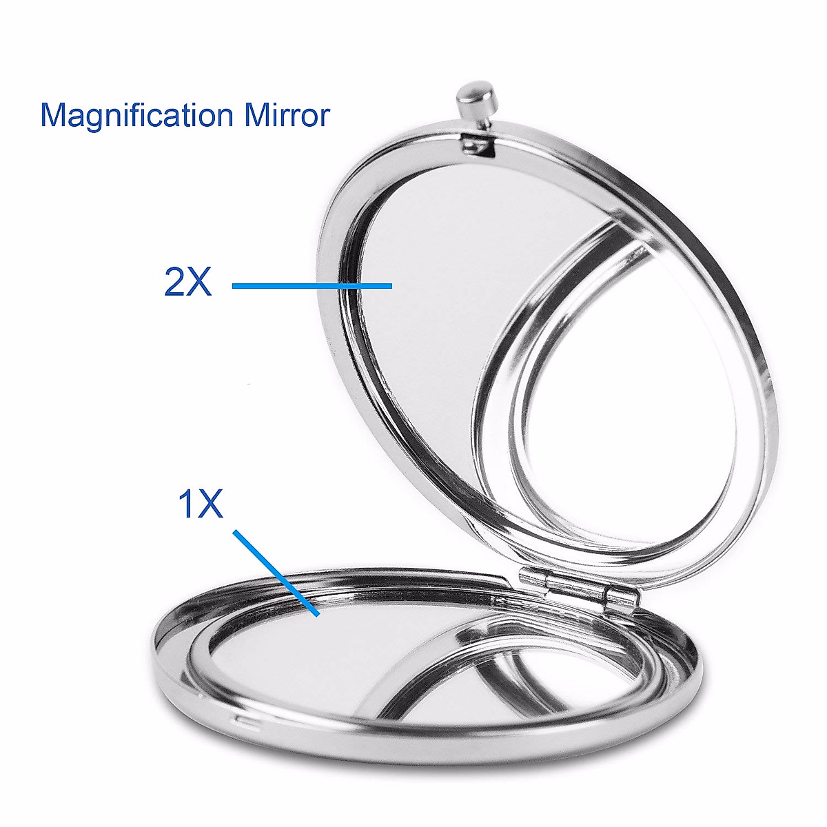 Dynippy Compact Mirror Round Makeup Mirror Folding Mini Pocket Mirror Portable Hand Mirror Double-Sided with 2 x 1x Magnification for Woman Mother Great Gift (Pink Marble)