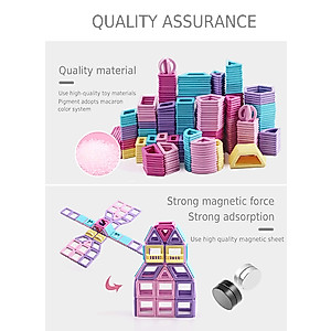 ASOK Magnetic Building Block 155pcs Educational Magnet Tiles Creative Learning and Development Macaron Color Toys Set for 3 4 5 6 7 8 Years Old Boys Girls Kids
