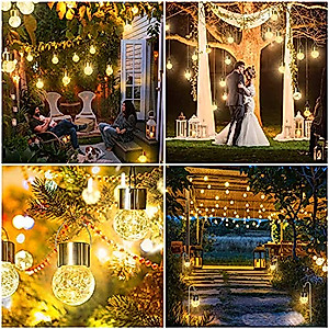 GZKPL Outdoor Solar Light, Waterproof Hanging Lantern Decorative Garden Lights with Cracked Glass & Hook for Patio, Tree, Yard, Camper, Lawn, Pool, Christmas Decor (Warm White)