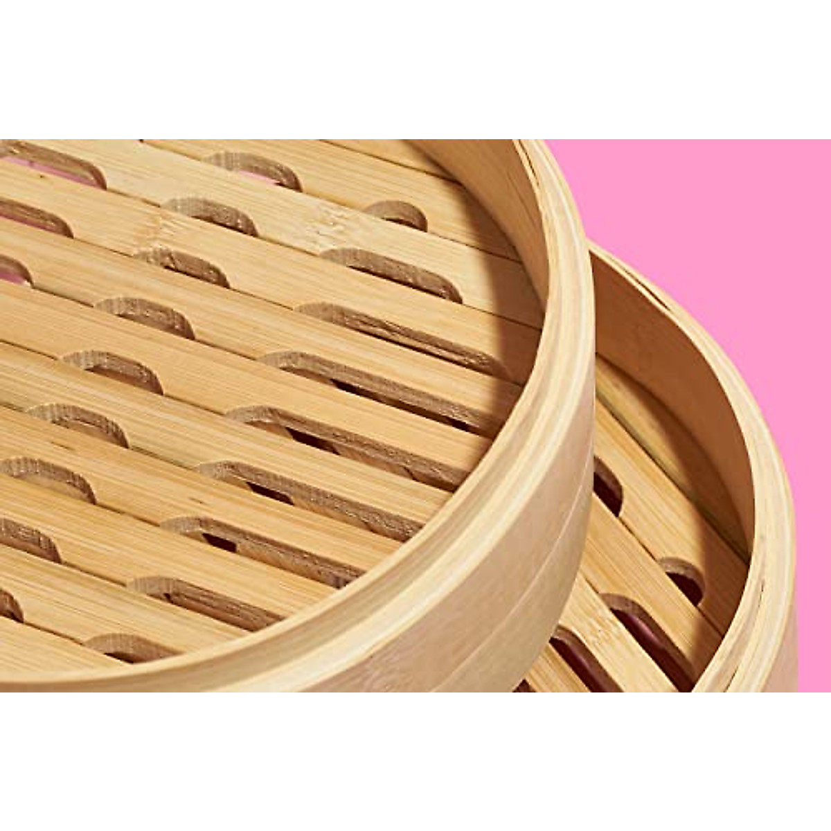 Reishunger Bamboo Steamer Handmade Basket, Traditional 2-Tier Design - 10 Inch - for Dumplings, Rice, Dim Sum, Vegetables, Fish and Meat - Incl. 2 Cotton Cloths