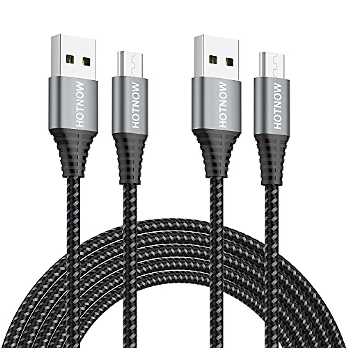 HOTNOW Micro USB Cable 3ft 2-Pack, Android Charger Cable Data sync and Fast Charging Nylon Braided Cord for Samsung Galaxy S6 S7, HTC, LG, Sony, PS4, MP3, Tablet and More Micro Devices