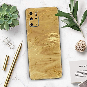DesignSkinz Molten Gold Digital Foil Swirl V5 Protective Vinyl Decal Wrap Skin Cover Compatible with The Samsung Galaxy S20 (Screen Trim & Back Glass Skin)