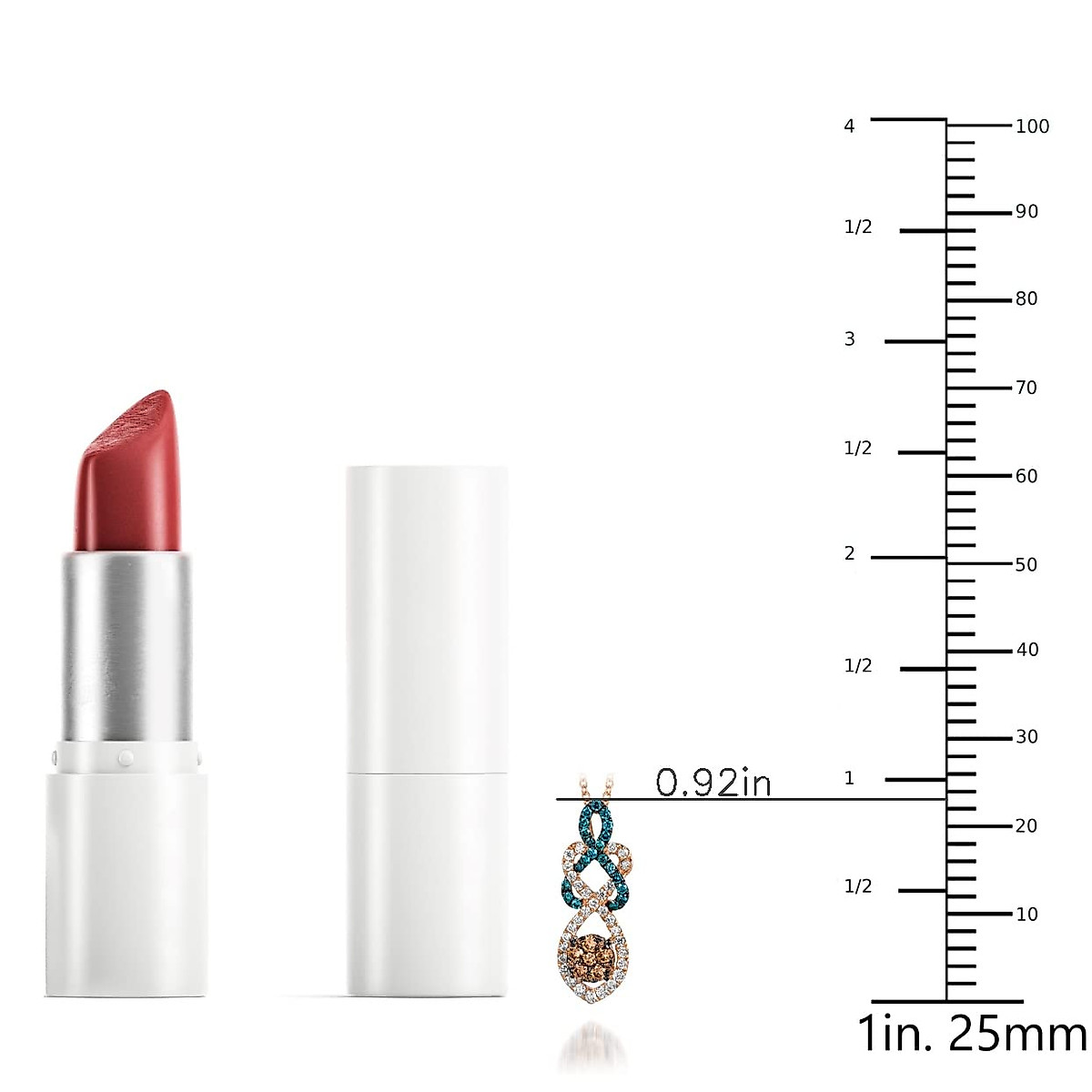 LE VIAN 1/2 Carat Diamond Interlocking Pendant Necklace for Women in 14k Rose Gold (Brown/Blue/G-H, VS2-SI1, cttw) on 18 Inch Chain with Lobster Claw Clasp