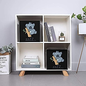 Cute Koala Sleeping Collapsible Storage Bins Basics Folding Fabric Storage Cubes Organizer Boxes with Handles