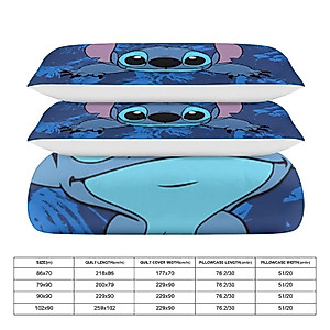 Dxoizyu Anime Bedding Sets Cute Cartoon Printed Duvet Cover Soft Bedroom Bed Decor Gifts for Boys Girls Teens Kids Children 3 Piece with 1 Duvet Cover and 2 Pillowcase Twin Size