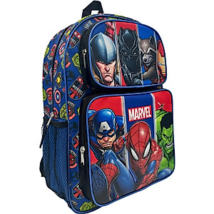 Marvel Superheroes 16" Licensed Cargo School Backpack For Boys (Avengers Black-Blue)