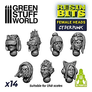 Green Stuff World for Models and Miniatures - Female Heads Cyberpunk 11417