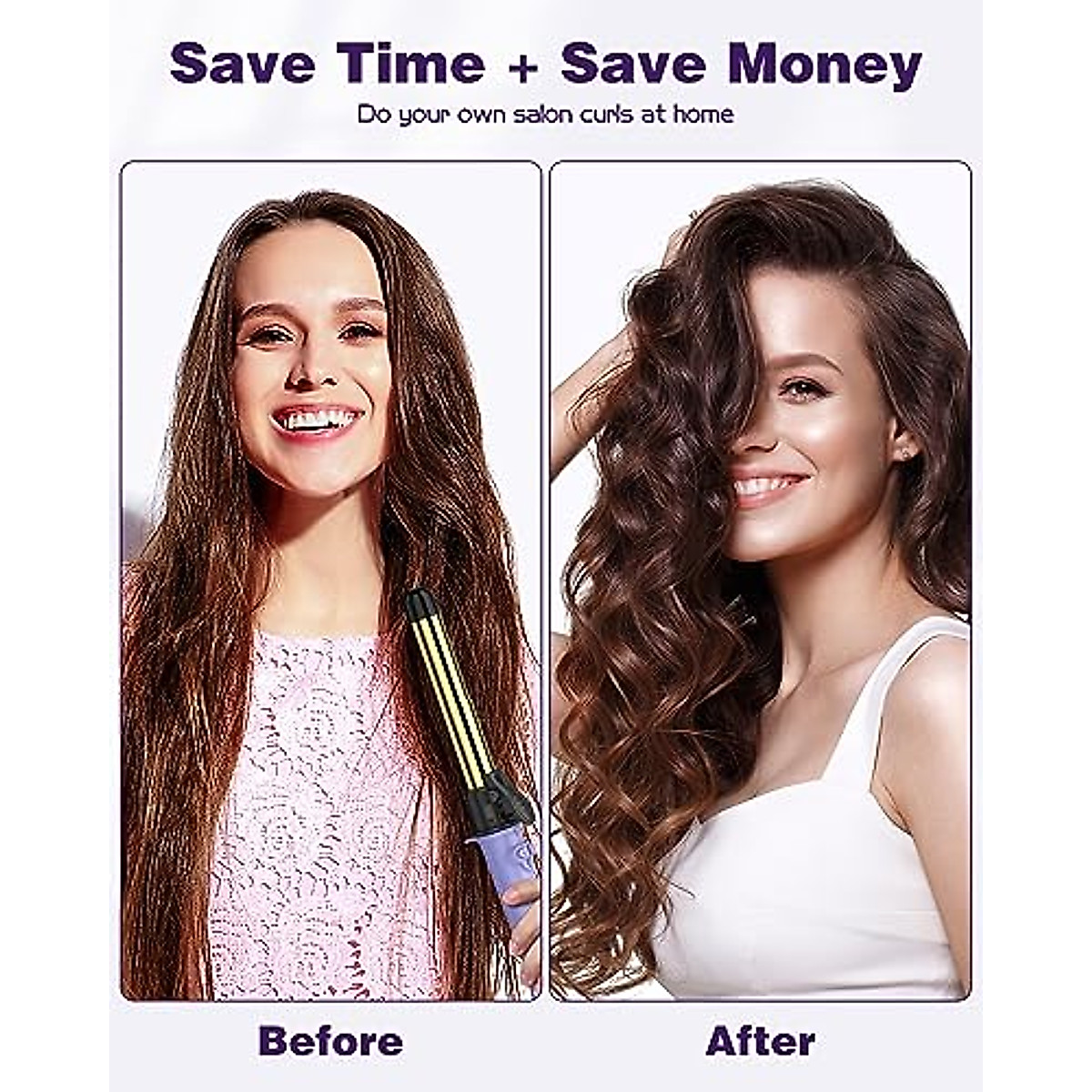 Rotating Curling Iron, Professional 1 Inch Automatic Hair Curler Titanium Auto Hair Curling Iron Self Curling Wand with Long Barrel, 5 Adjustable Temps, 1H Auto Off, Dual Voltage & Anti-Scald