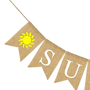 Rainlemon Jute Burlap Summer Banner Summer Party Mantel Fireplace Decoration (Sun)