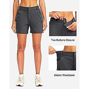 Pudolla Women's Golf Hiking Shorts 4.5" Quick Dry Summer Shorts for Women Work Travel Walk Outdoor with Pockets(Dark Grey X-Large)