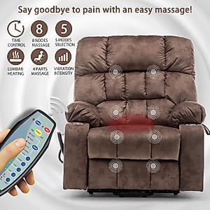 PUG258Y Power Lift Recliner Chair: Electronic Recliner Chair with Heat and Massage for Big and Tall Elderly, 2 Cup Holder, Lay Flat to 180, Dual OKIN Motors - 9688 (XX-Large,Brown Camo)