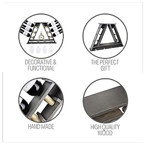 Charmont Wooden Rustic Wine Rack - Floating Triangle Wall Mounted Wine & Glass Holder - Perfect Wall Home Decor Bar, Kitchen Storage, Dining Room, Wedding Gift (Grey Holds 6 Bottles & 4 Stemware Cups)