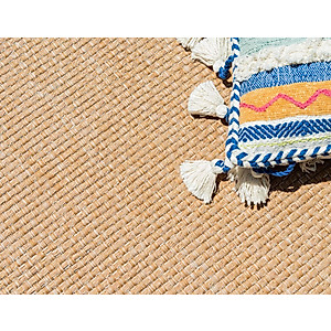 Unique Loom Outdoor Border Collection Area Rug - Multi Border (4' 1" x 6' 1" Rectangle, Tan/ Light Brown)