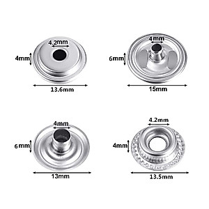 200 Pieces Stainless Steel Snap Fastener Kit, BetterJonny 15mm Heavy Duty Snap Button Press Stud Cap with Pliers and 3 Setting Tools for Marine Boat Canvas Bag Leather DIY Craft