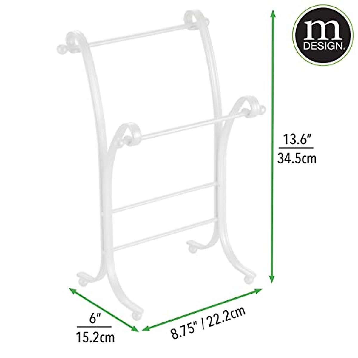 mDesign Steel Countertop Hand Towel Holder - 2-Tier Freestanding Small Towel Stand for Bathroom Counter, Vanity - Washcloth, Tea Towel, Hand Towel Holder Stand - Hyde Collection - 2 Pack, Matte White