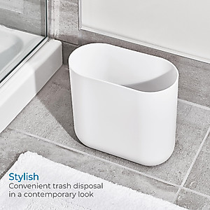 iDesign Slim Oval Plastic Waste Basket The Cade Collection, 10.56” x 5.5” x 9.77”, White