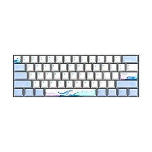 FKZ CXTECH X61 Sea Blue Theme Mechanical Keyboard,Outemu Hot Swap Switch Cherry Profile PBT Custom Keycaps,Mini 61 Keys Type-C Wired Keyboard,White Backlit 60% Gaming Keyboard (Red Switch)