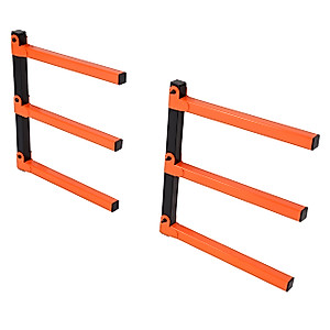 KUAFU 3-Level Indoor & Outdoor Lumber Rack Wood Storage Racks Wood Rack Organizer Use Black+Orange Steel Powder Coated (2Pcs)