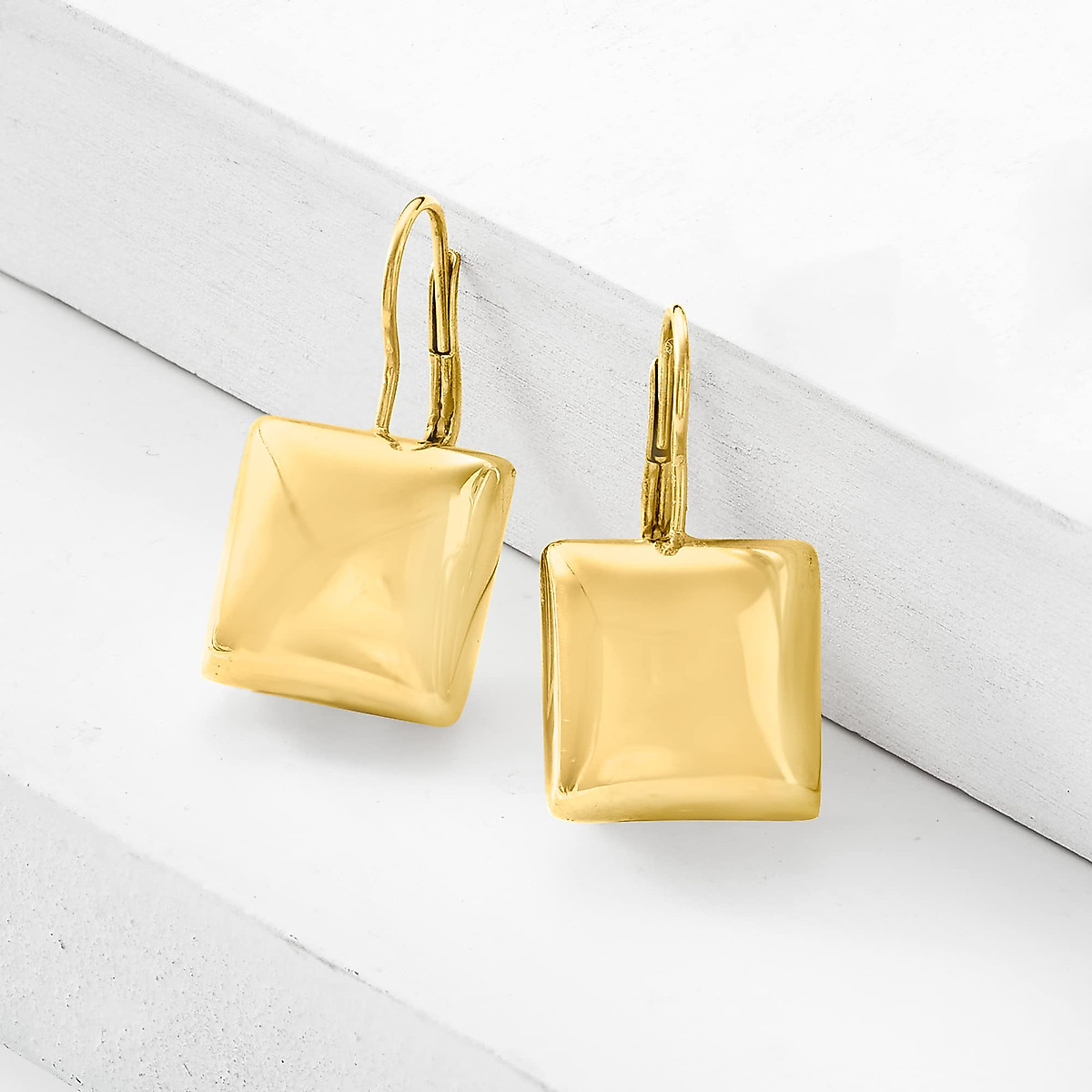 Ross-Simons Italian 18kt Gold Over Sterling Square Drop Earrings