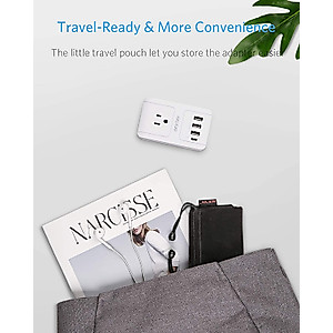 BESTEK International Travel Adapter, 3000W Converter Travel Adapter for Hair Dryer, Curling Iron USB Travel Wall Charger with Worldwide Wall Plugs for US, UK, AU, EU and Asia (PD30W,1004, White)