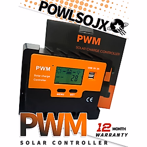 POWLSOJX 80A PWM 48V Solar Charge Controllers with Multi-Protection & LCD Display & 5V USB Output Solar Panel Charger with Temp Sensor (12/24/48V 80A)