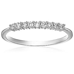 VIR JEWELS 1/5 cttw Round Diamond Wedding Band for Women in 14K White Gold 9 Stones Prong Set, Size 9.5