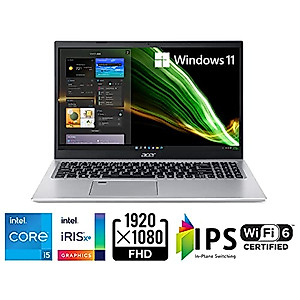 Acer Aspire 5 A515-56-53S3 Laptop | 15.6" Full HD IPS Display | 11th Gen Intel Core i5-1135G7 | Intel Iris Xe Graphics | 8GB DDR4 | 256GB SSD | WiFi 6 | Fingerprint Reader | BL Keyboard | Windows 11