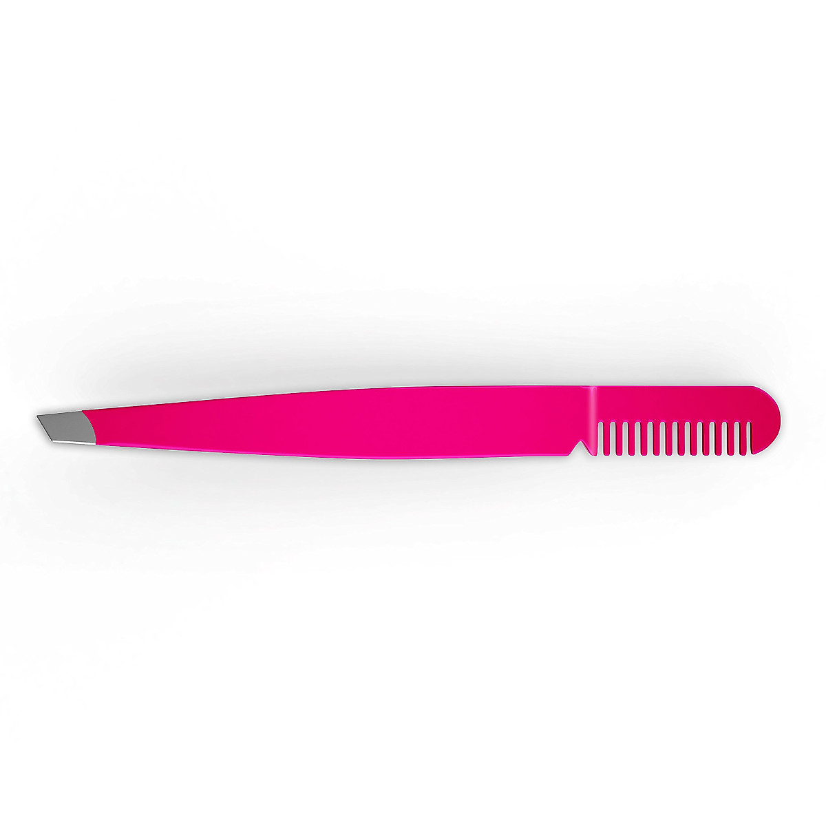 Amaok Eyebrow Tweezer with Comb - Slant Tip, Bright Pink - BOGO SALE Offer - Details Below.