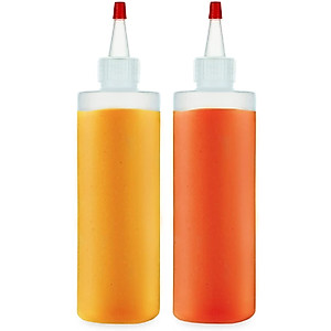 BRIGHTFROM Squeeze Bottles 8 Ounce for Sauces, Olive Oil, Ketchup, Mustard, Syrup - Plastic Dispenser Container for Kitchen/Cooking, BPA Free Condiment Bottle (Pack of 4)