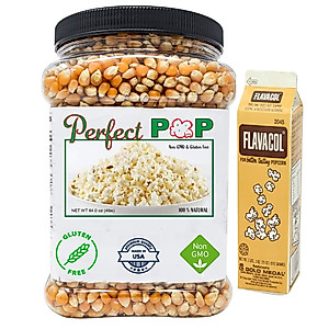 Concession Essentials Premium Gourmet Yellow Popcorn and Popcorn Salt Kit. Flavacol Popcorn Season Salt - 1 35oz Carton and 4lbs Premium Yellow Popcorn Kernals