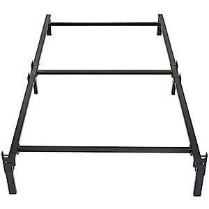 Amazon Basics Metal Bed Frame, 6-Leg Base for Box Spring and Mattress, Twin, Tool-Free Easy Assembly, Black, 74.5" L x 38.5" W x 7" H