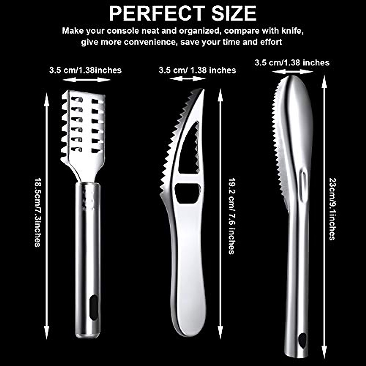 6 Pieces Fish Scaler Remover Fish Scaler Brush Stainless Steel Sawtooth Scarper Remover with Handle Multi-functional Bottle Opener for Kitchen Tool Faster and Easier Fish Scales Skin Removing Peeling